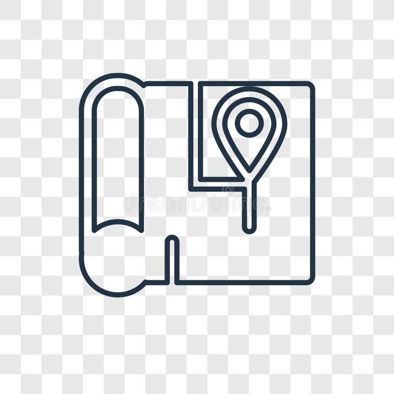 Map Concept Vector Linear Icon Isolated on Transparent Background, Map ...
