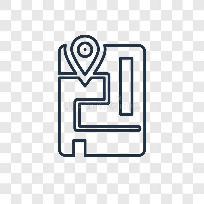Map Concept Vector Linear Icon Isolated on Transparent Background, Map ...