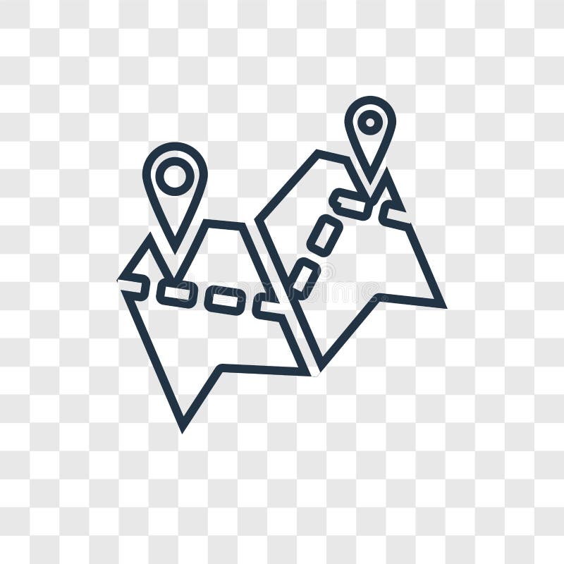 Map Concept Vector Linear Icon Isolated on Transparent Background, Map ...