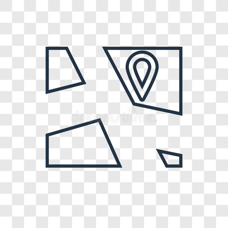 Map Concept Vector Linear Icon Isolated on Transparent Background, Map ...