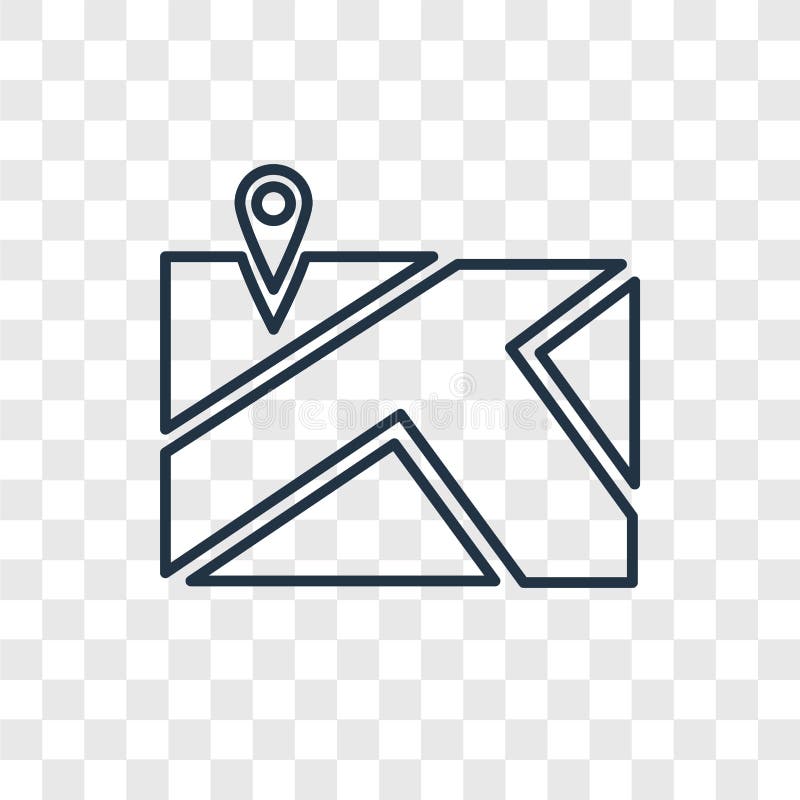 Map Concept Vector Linear Icon Isolated on Transparent Background, Map ...