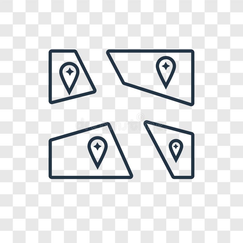 Map Concept Vector Linear Icon Isolated on Transparent Background, Map ...