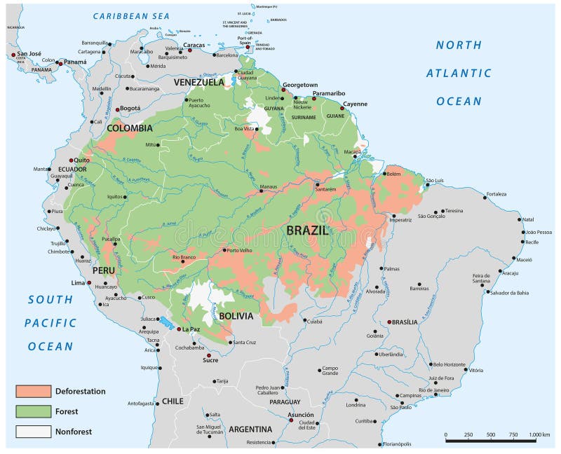 Upper Amazon River Map Satellite Monitored Movements Of The Amazon