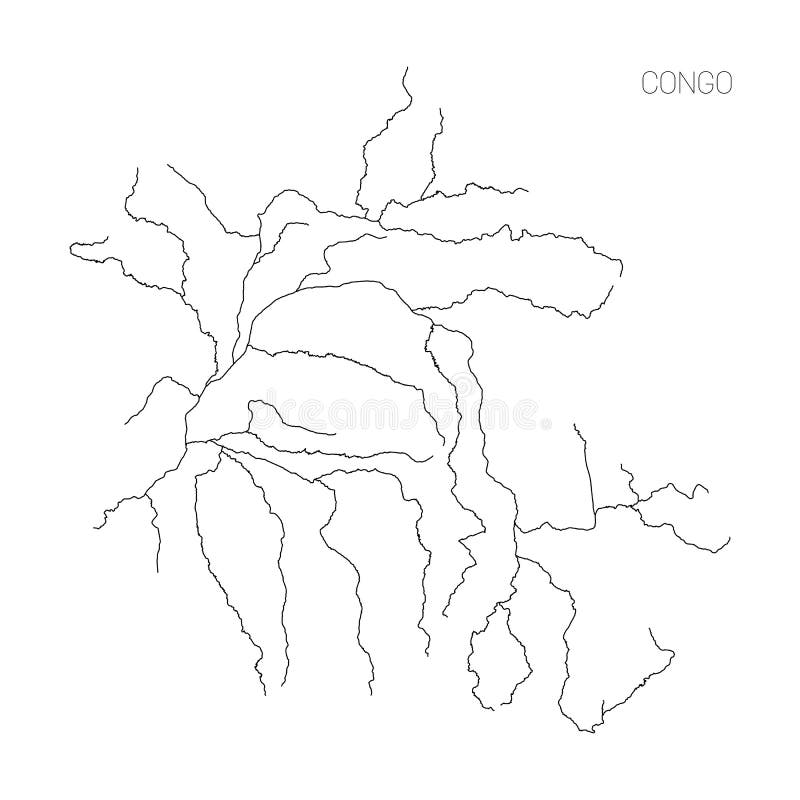Map of Ob River Drainage Basin. Simple Thin Outline Vector Illustration ...