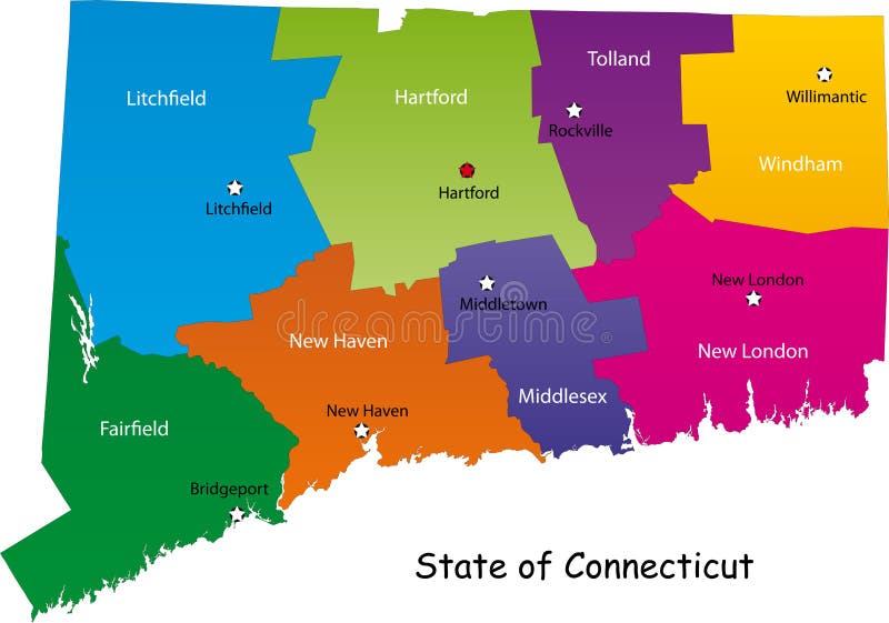 Map of Connecticut state stock vector. Illustration of america - 9320357