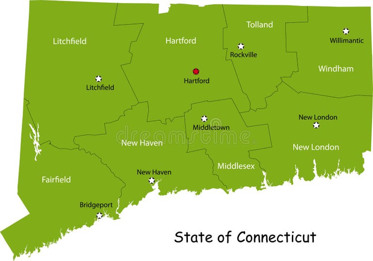 Map of Connecticut state stock vector. Illustration of litchfield - 9320412