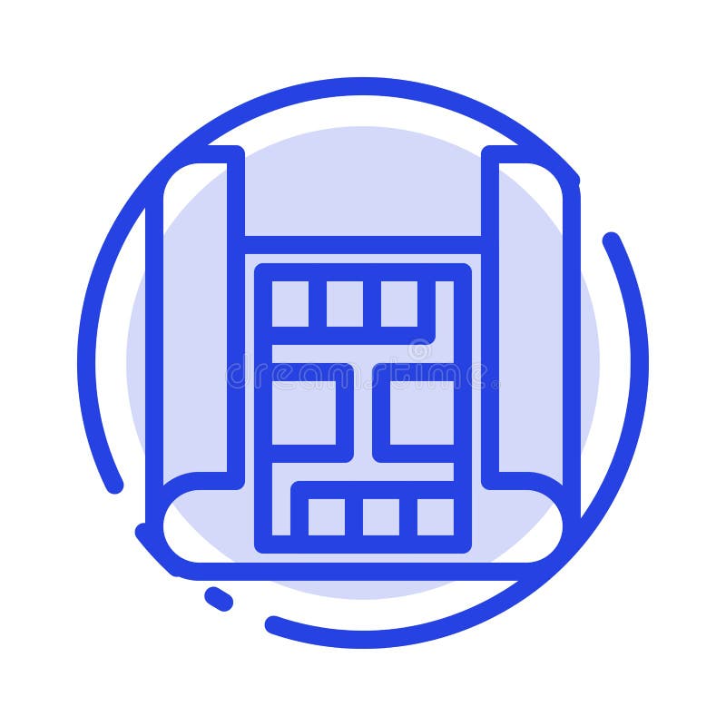 Map, Construction, Building Blue Dotted Line Line Icon Stock Vector ...