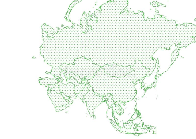 Map Asia with Green Outline and Dotted Surface Stock Illustration ...