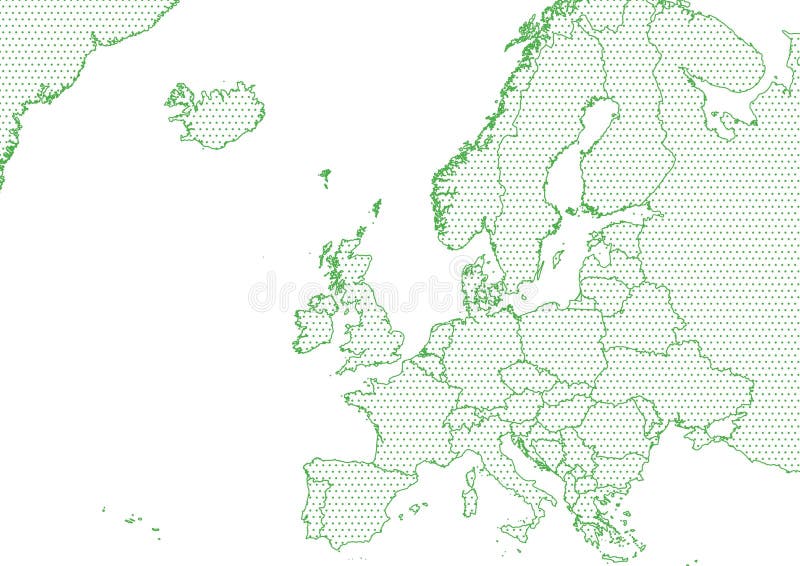 Map Europe with Green Outline and Dotted Surface Stock Illustration ...