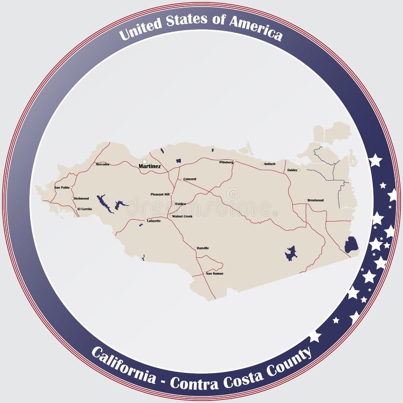 California Contra Costa County Map Stock Vector Illustration Of