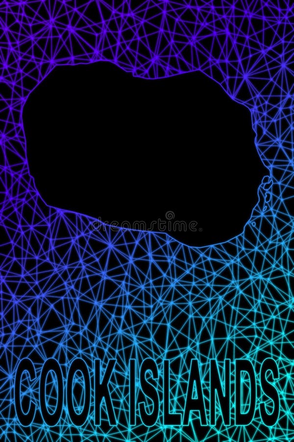 Map of Cook Islands, Polygonal Mesh Line Map Stock Illustration ...