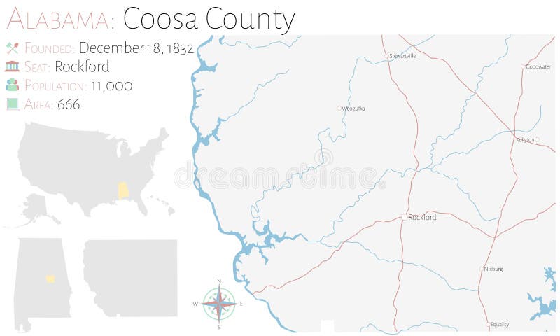 Alabama: Coosa County stock vector. Illustration of infographic - 90488609