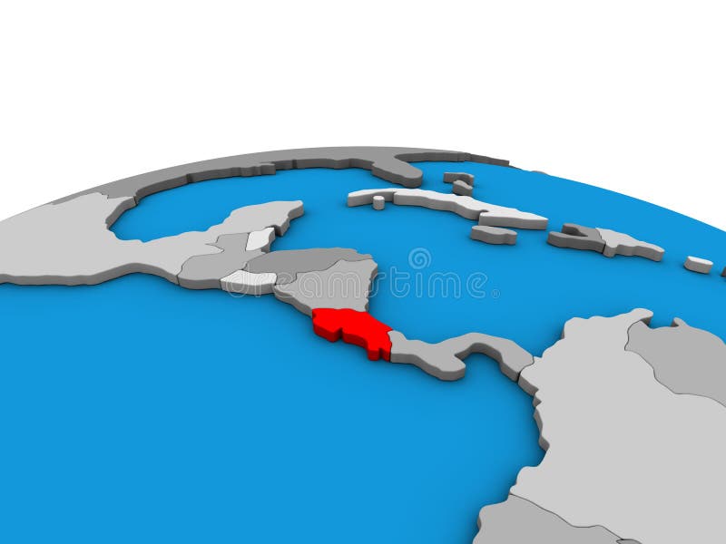 Map of Costa Rica on 3D Globe Stock Illustration - Illustration of ...