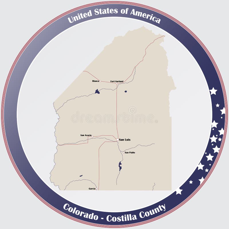 Map of Costilla County in Colorado Stock Vector - Illustration of icon ...