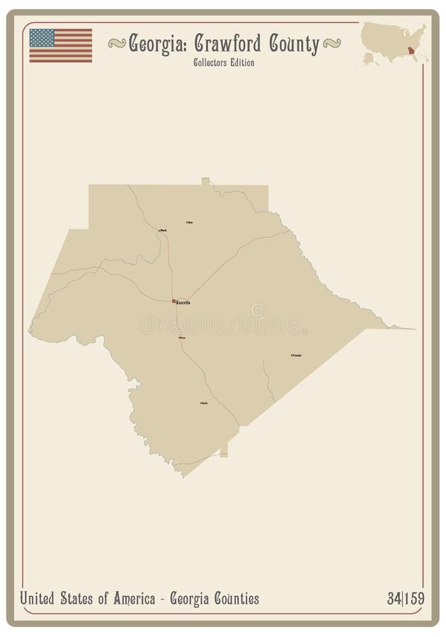 Map of Crawford County in Illinois Stock Vector - Illustration of ...