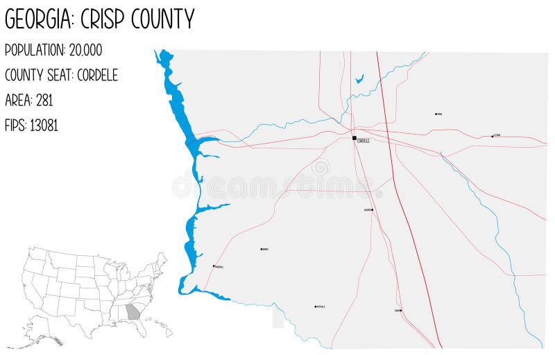Map of Crisp County in Georgia, USA Stock Vector - Illustration of ...