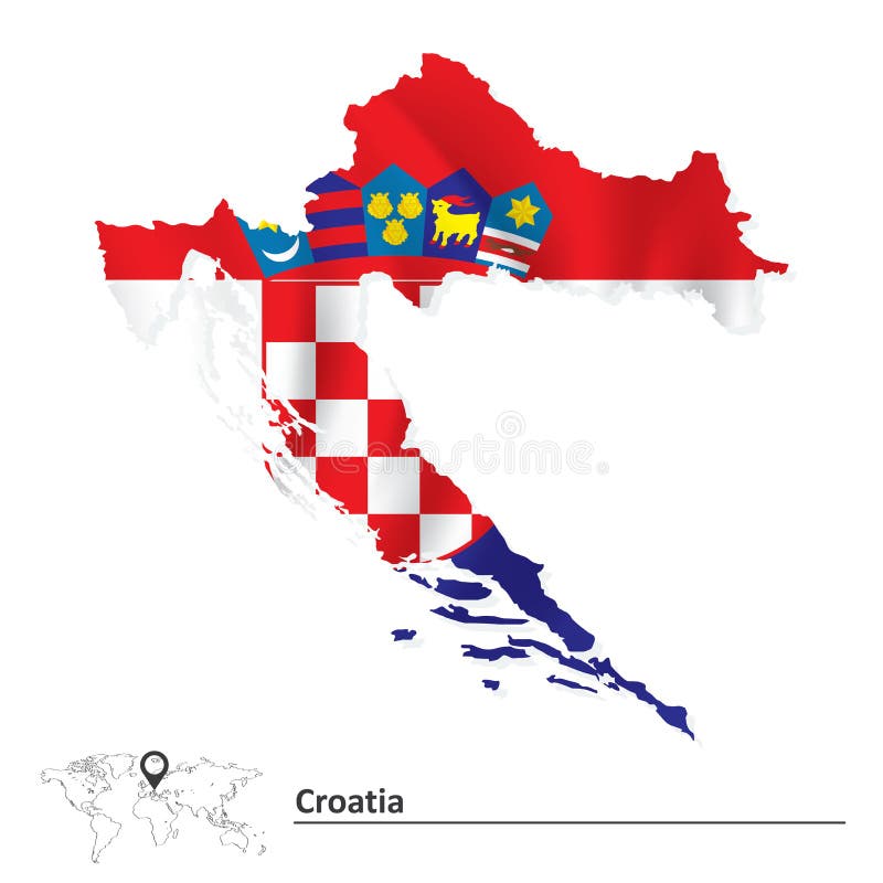 Map of Croatia with flag stock vector. Illustration of border - 125149309