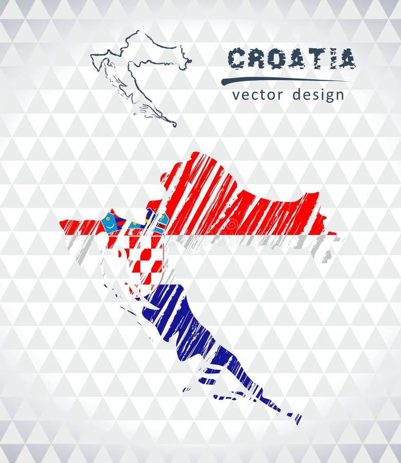Map of Croatia with Hand Drawn Sketch Map Inside. Vector Illustration ...
