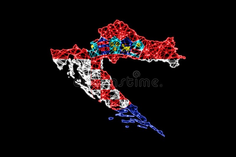Map of Croatia, Polygonal Mesh Line Map Stock Illustration ...