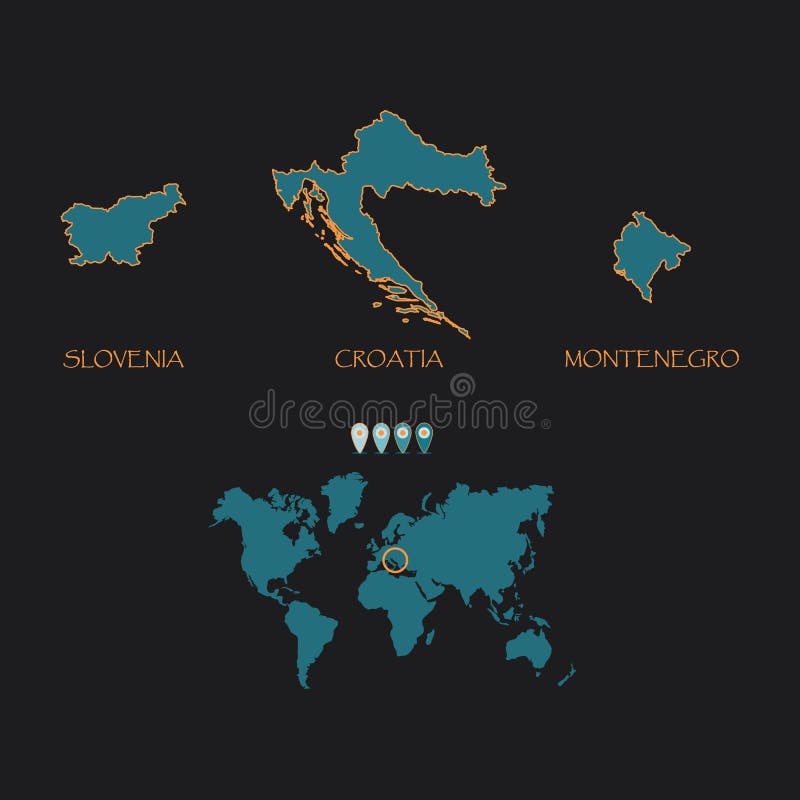 Map of Croatia Slovenia Montenegro Stock Illustration - Illustration of ... Map of Croatia Slovenia Montenegro Stock Illustration - Illustration of ...