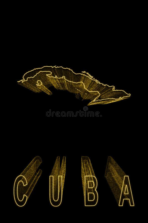 Map of Cuba, Gold Map on Black Background Stock Illustration ...