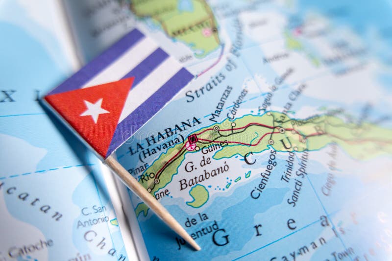 Map of Cuba with National Flag: Focus on Havana Region Stock Photo ...
