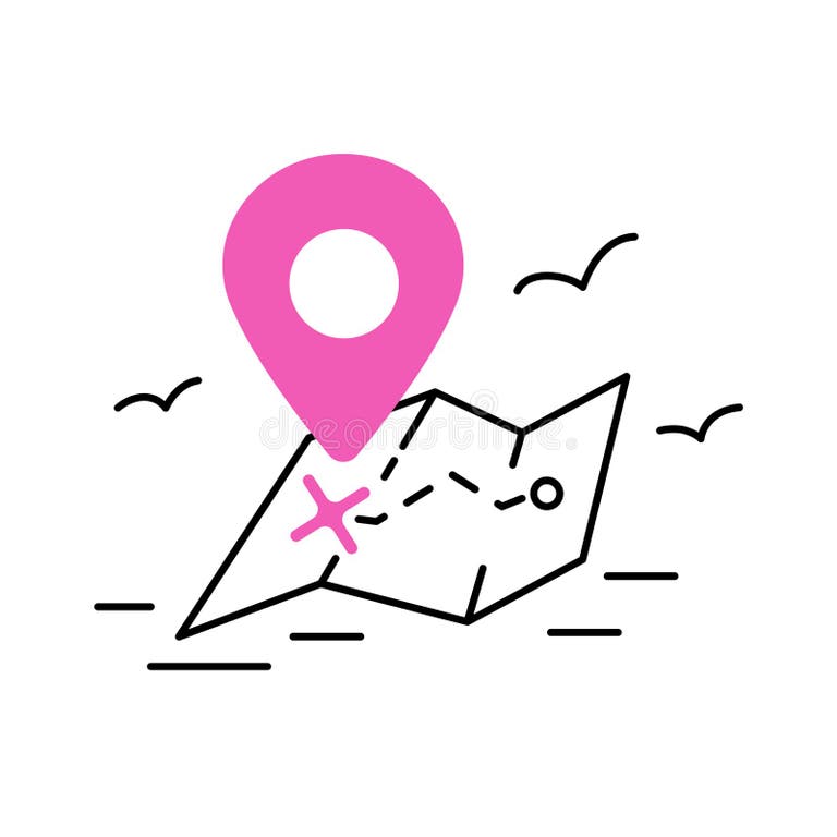 Map with the Current Location Marked with a Marker Stock Illustration ...