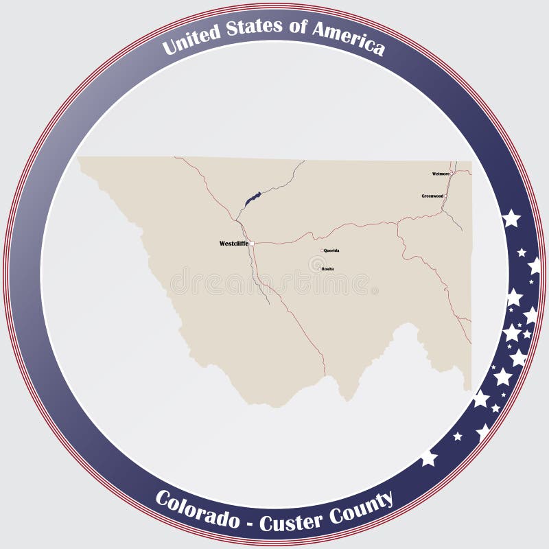 Map of Custer County in Colorado Stock Vector - Illustration of federal ...
