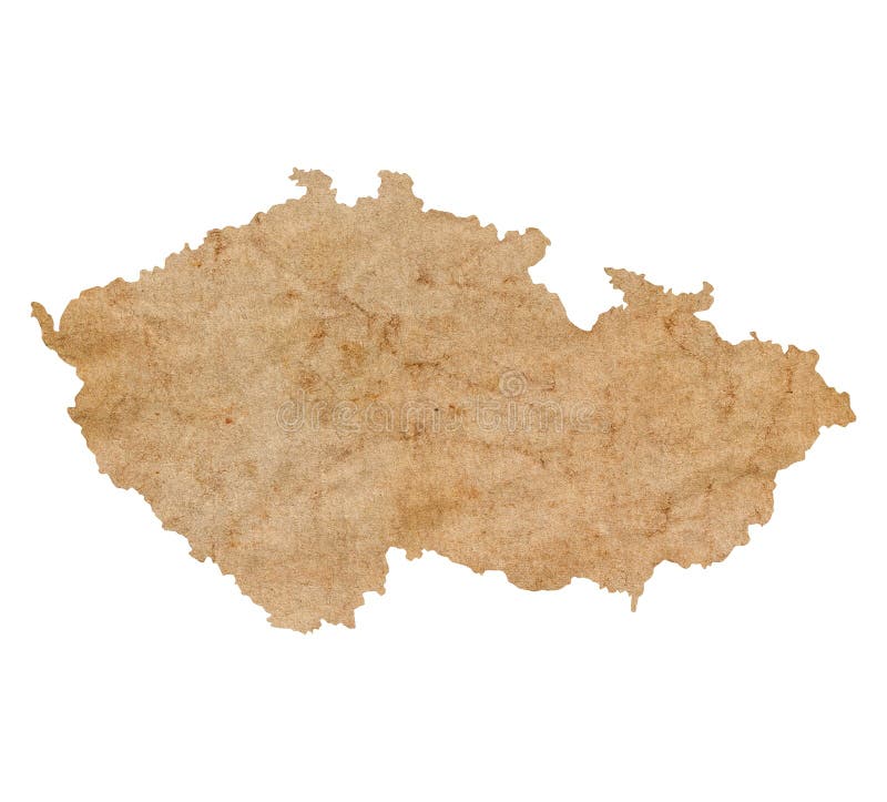 Map of Czech Republic on Old Brown Grunge Paper Stock Illustration ...