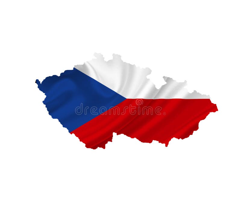 Map of Czech Republic with Waving Flag Isolated on White Stock Photo ...