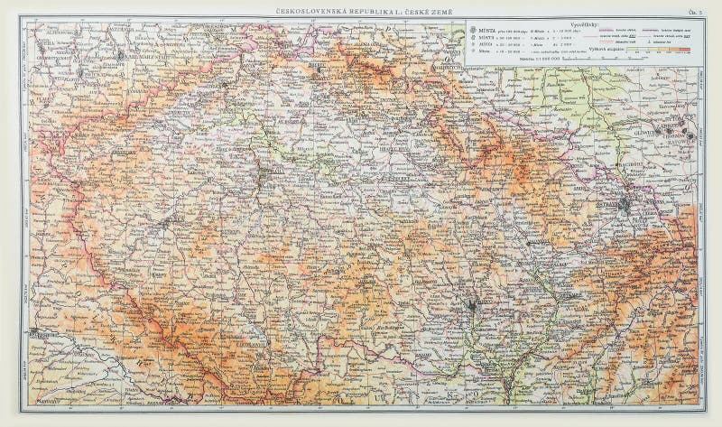 Map of Czechoslovakia from 1957, Old Map Stock Image - Image of ...