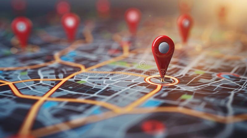 Map 3D Illustration, 3D Map Pins, GPS, Navigator Pin Checking Points ...