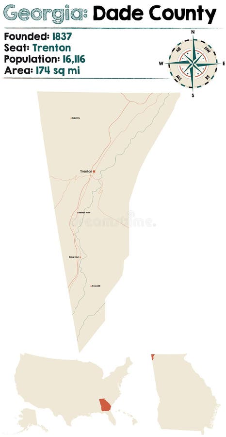 Map of Dade County in Georgia Stock Vector - Illustration of sign ...