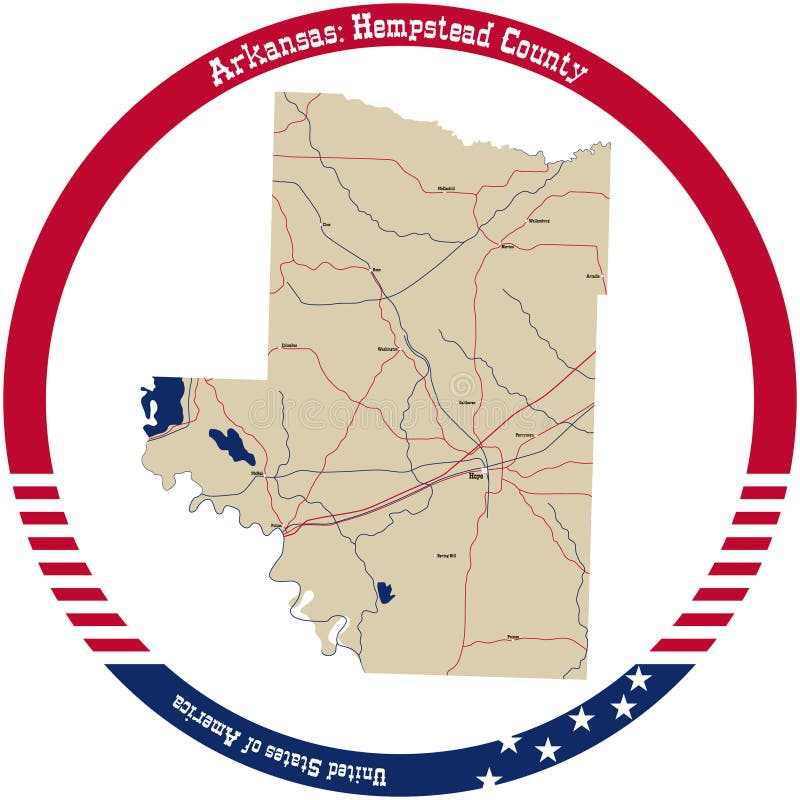 Map of Dallas County in Arkansas, USA. Stock Vector - Illustration of ...