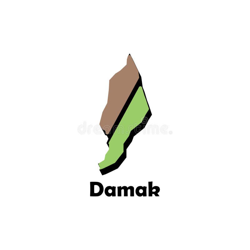 Map of Damak Vector Design Template, National Borders and Important ...