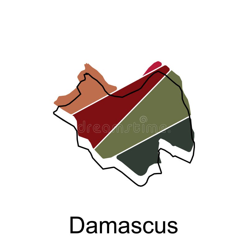 Damascus Vector Map. Detailed Black Map of Damascus City Poster with ...