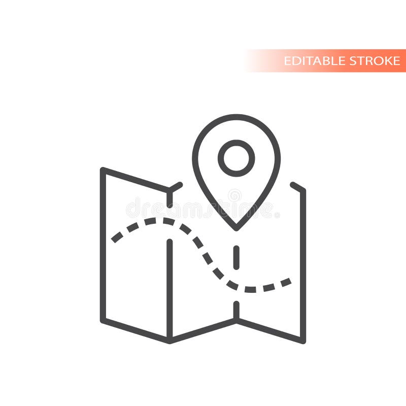 Map with Dashed Line Path and Location Pin Stock Vector - Illustration ...