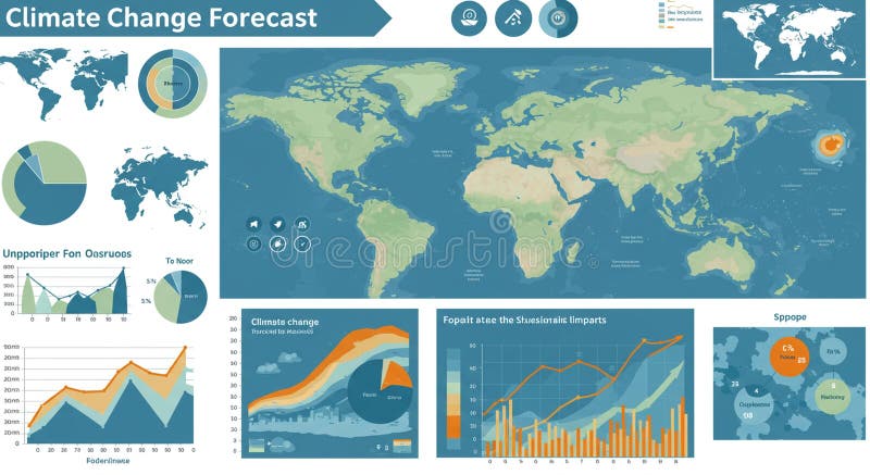 Map and Data Visualization Illustrating Climate Change Forecasts ...