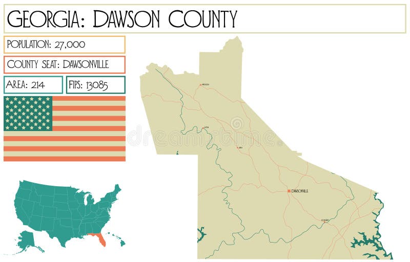 Map of Dawson County in Georgia USA Stock Vector - Illustration of ...