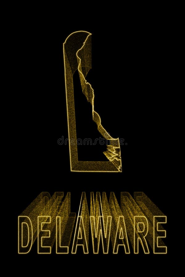 Map of Delaware, Gold Map on Black Background Stock Illustration ...