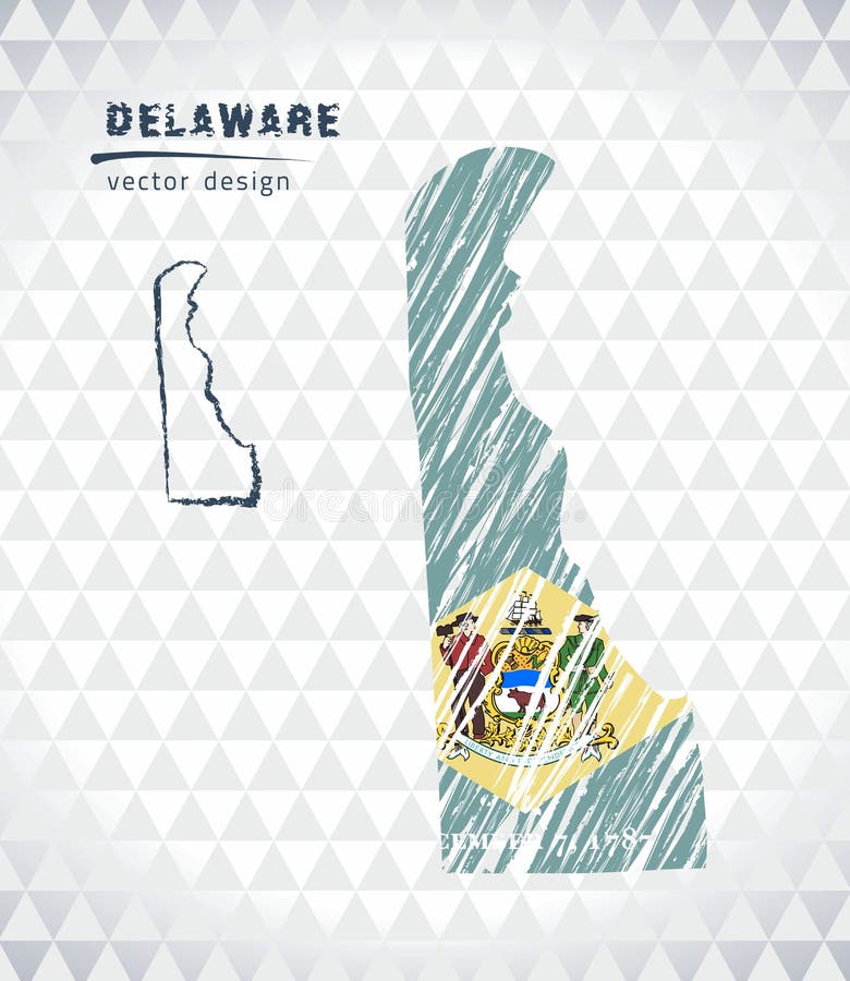 Map of Delaware with Hand Drawn Sketch Pen Map Inside. Vector ...