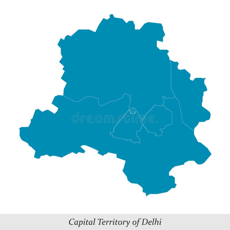 Map of Delhi is a Union Territory of India with Districts Stock Vector ...