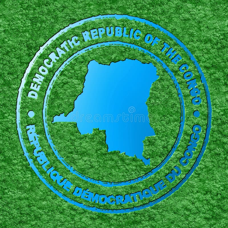 Map of Democratic Republic Congo, Forest with Water Map Stock ...