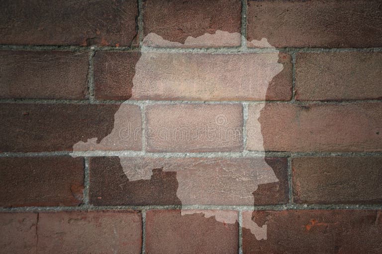 Map of Democratic Republic of the Congo on a Old Brick Wall Stock Photo ...