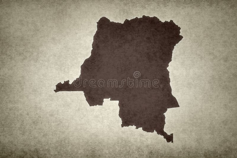 Map of the Democratic Republic of the Congo on a Paper Stock ...