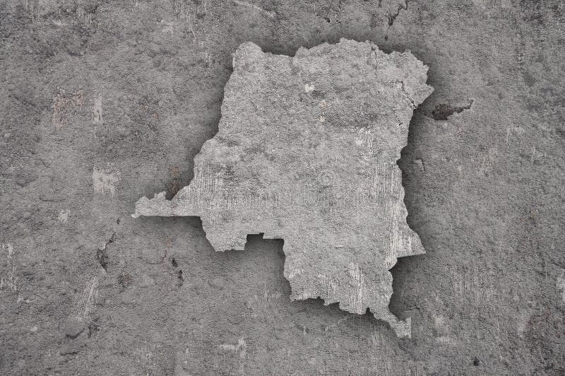 Map of Democratic Republic of the Congo on Weathered Concrete Stock ...