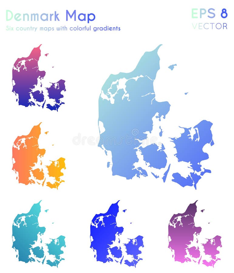 Map of Denmark with Beautiful Gradients. Stock Vector - Illustration of ...