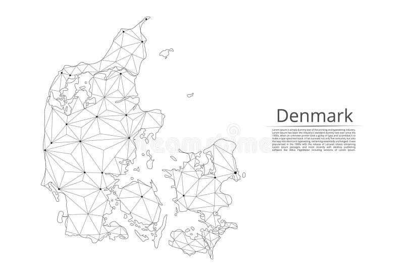 Map of Denmark Connection. Vector Low-poly Image of a Global Map with ...