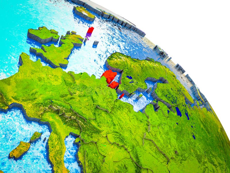 Map of Denmark on 3D Earth stock illustration. Illustration of denmark ...