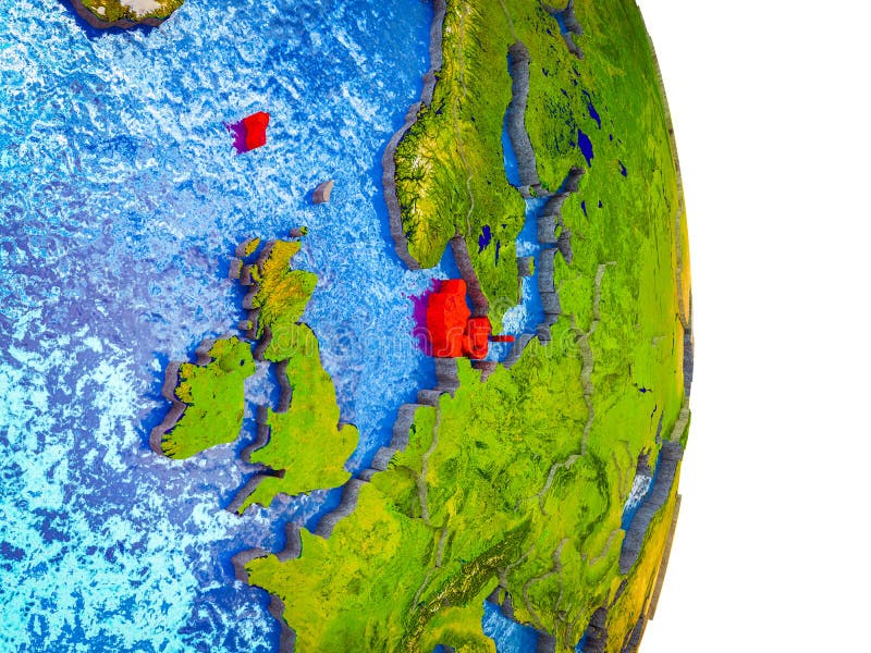 Map of Denmark on 3D Earth stock illustration. Illustration of ...